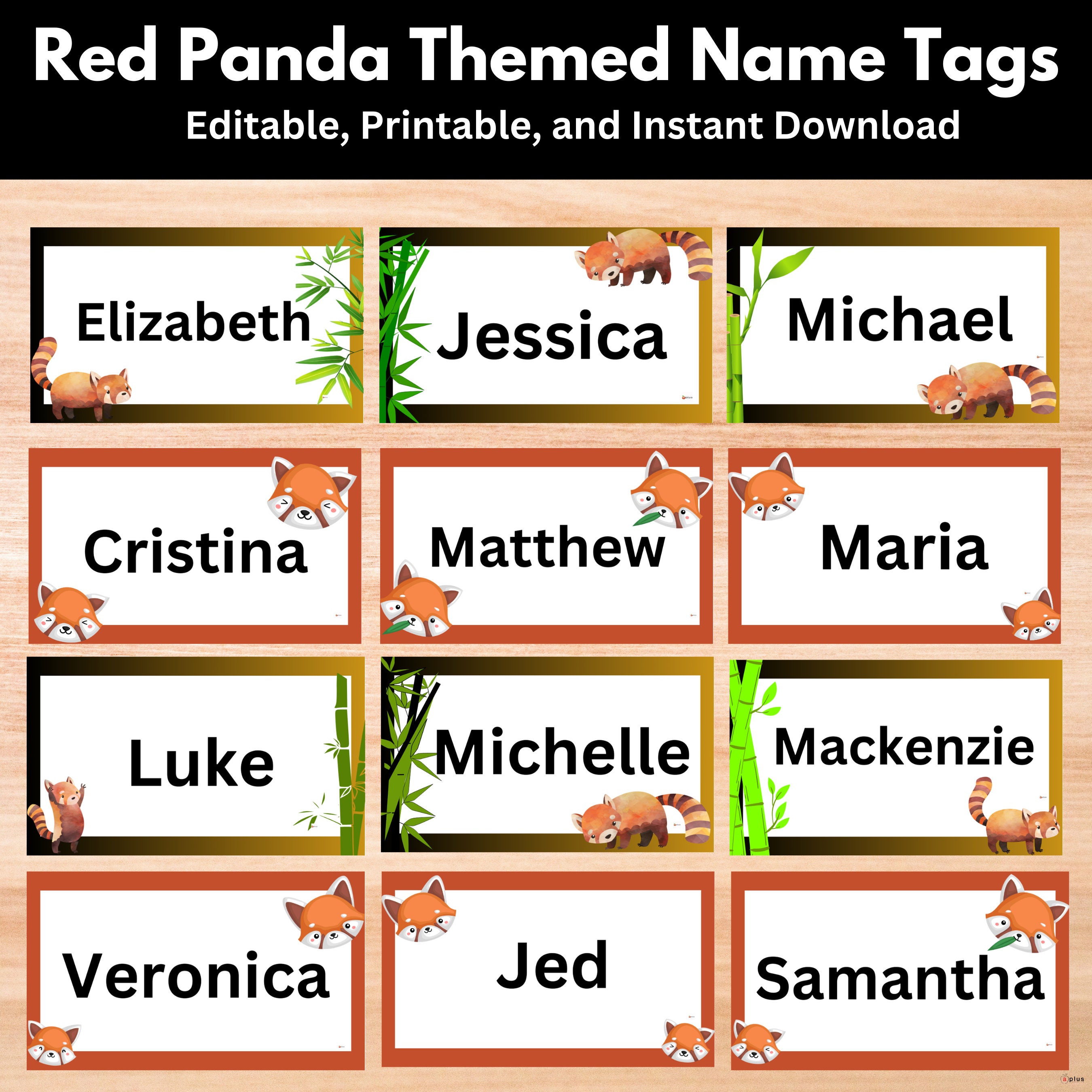 Colorful Red Panda Student Name Tags for Classroom Organization - Etsy