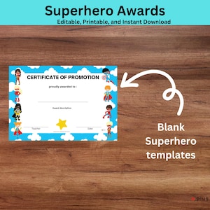 Superhero Awards for Students Editable Certificates for Boys and Girls ...