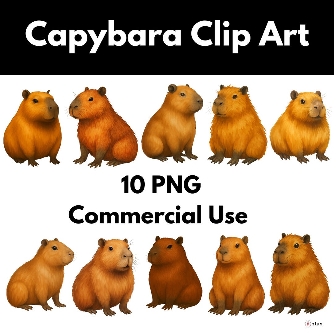 Cute Capybara Clipart, Safari Animals, Cuddly Illustrations ...