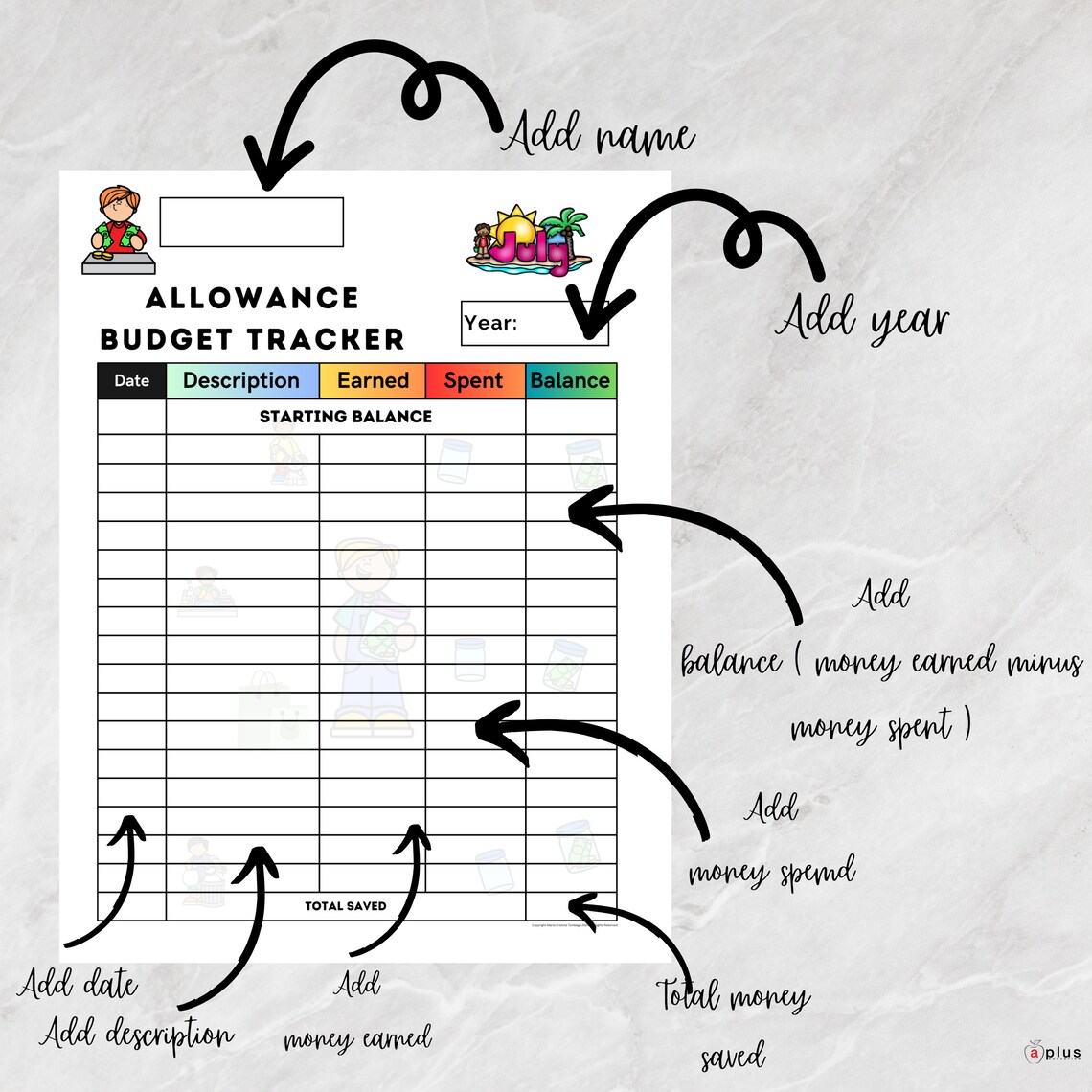 Kids Budgeting Worksheet, Savings Goal Worksheet, Kids Allowance ...