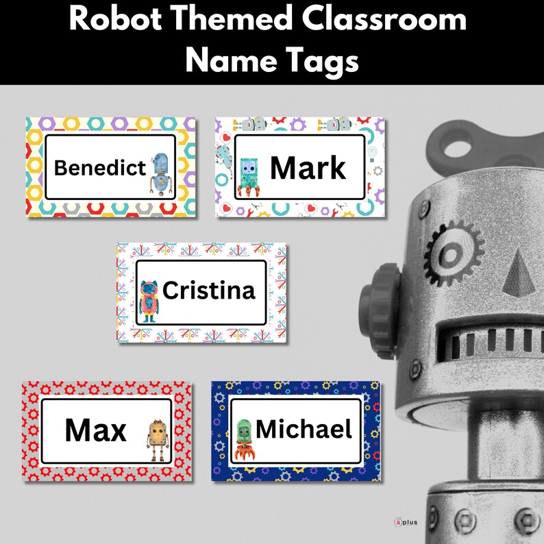 Cute Robot Classroom Name Tags Student Name Tags - Perfect for Student ...