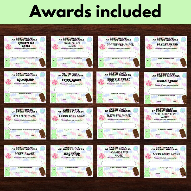 Editable Candy Bar Awards: End of Year Student Certificates (PDF ...