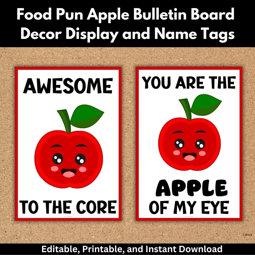 Apple-themed Classroom Decor Set: Editable Name Tags & Educational ...