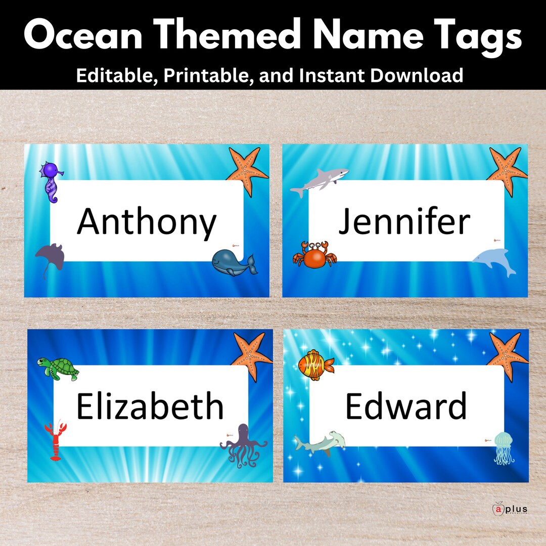 Under the Sea Ocean Theme Name Tags - Editable Classroom Name Plates ...
