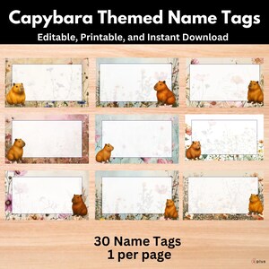 Capybara Name Tags: Customizable Classroom Decor (powerpoint Digital ...
