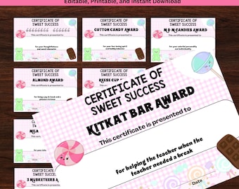 Printable Candy Bar Awards for Students - End of Year Class Awards ...