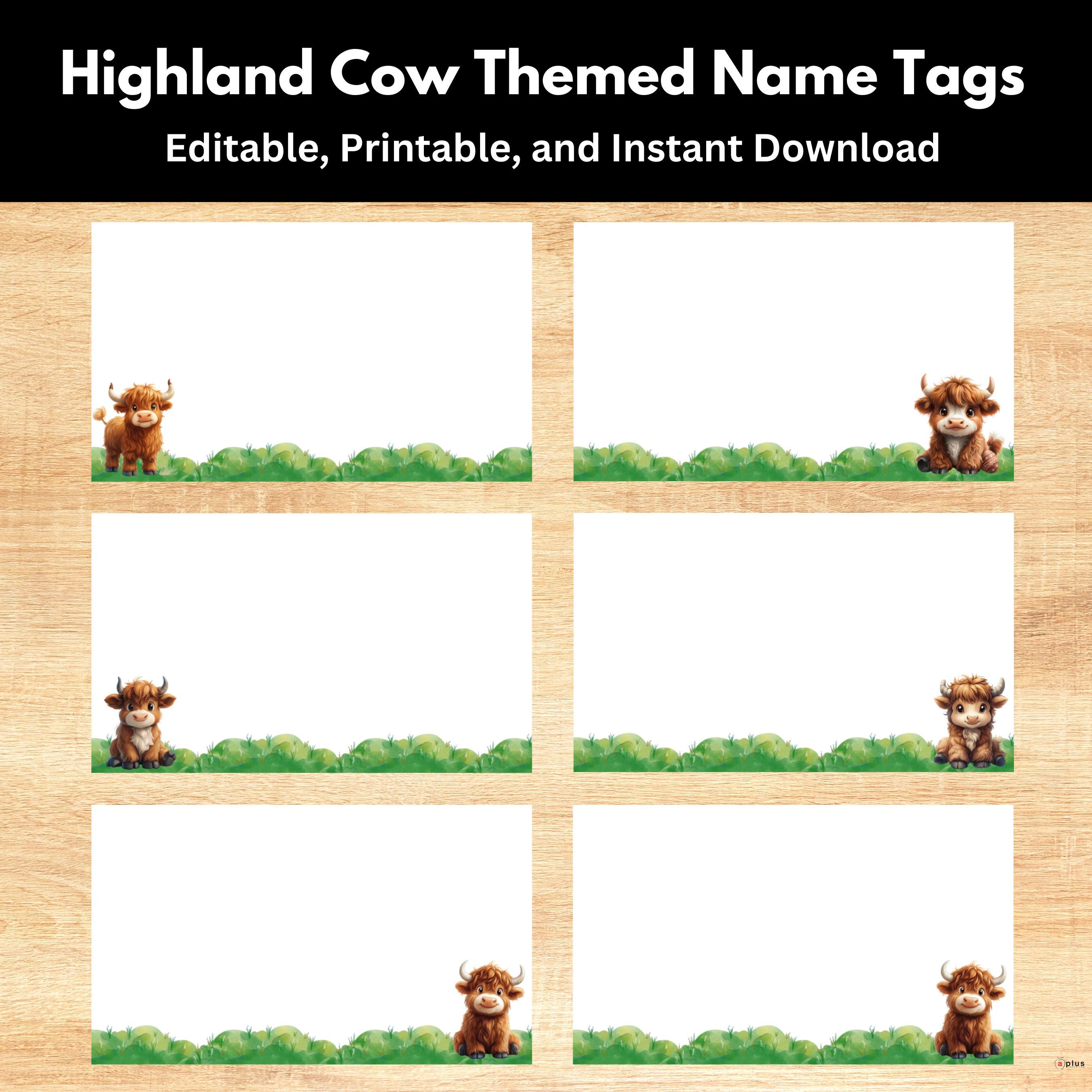 Highland Cow Student and Desk Name Tags - Etsy