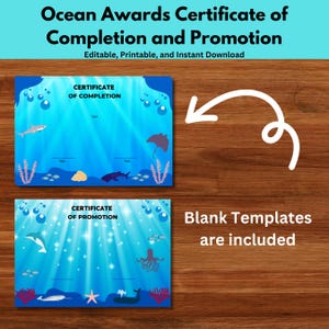Certificate of Completion and Promotion Ocean Themed End of Year ...