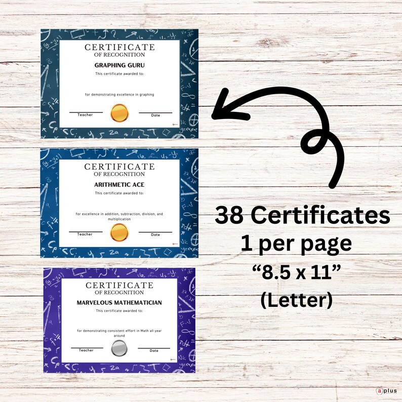 Editable Math Achievement Certificates Printable Awards for Classroom ...
