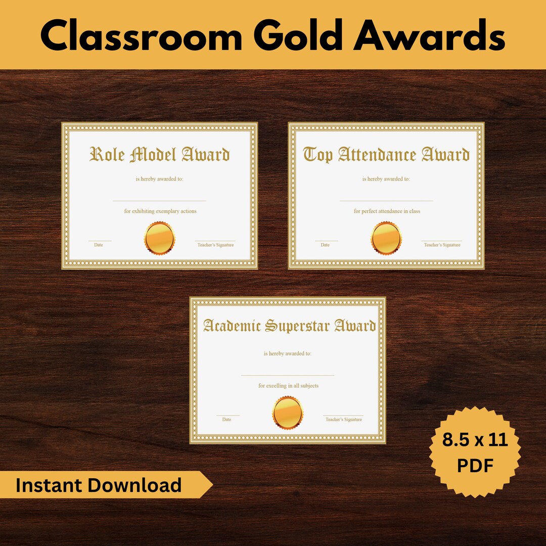 Celebrate Student Achievements With Our Gold Classroom Award ...