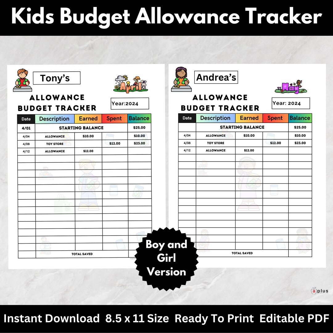 Kids Budgeting Worksheet, Savings Goal Worksheet, Kids Allowance ...
