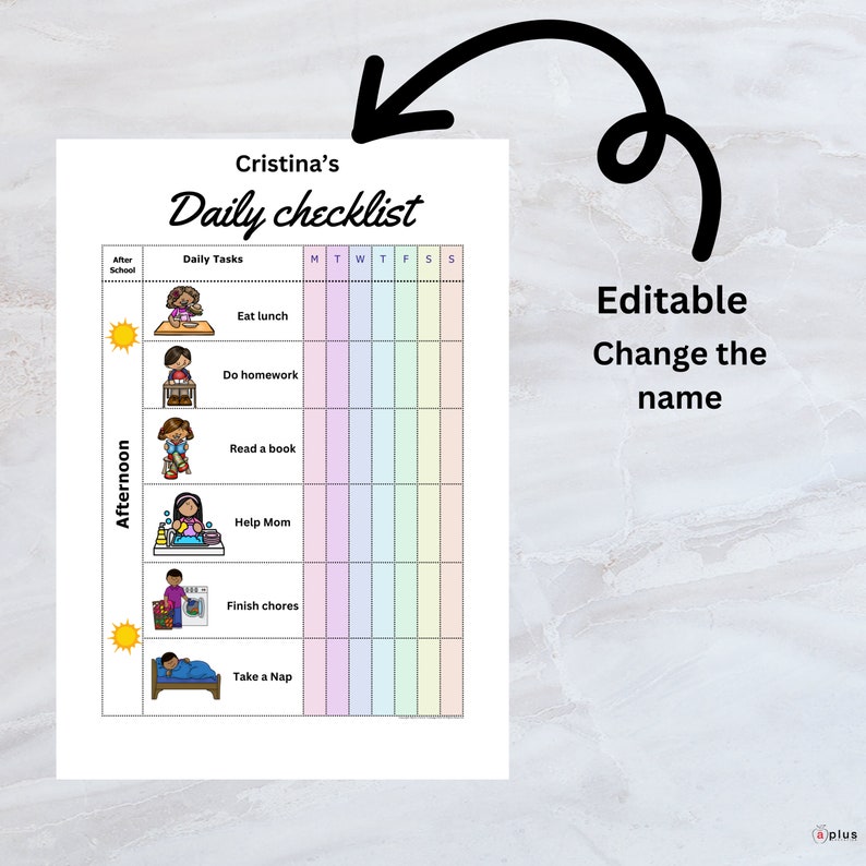 Kids Daily School Checklist Schedule Printable, Editable Chore Chart ...
