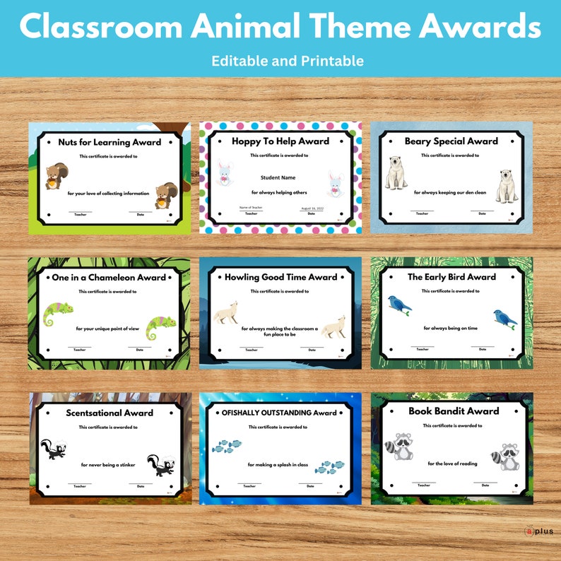 Editable Animal Themed End of Year Awards - Etsy