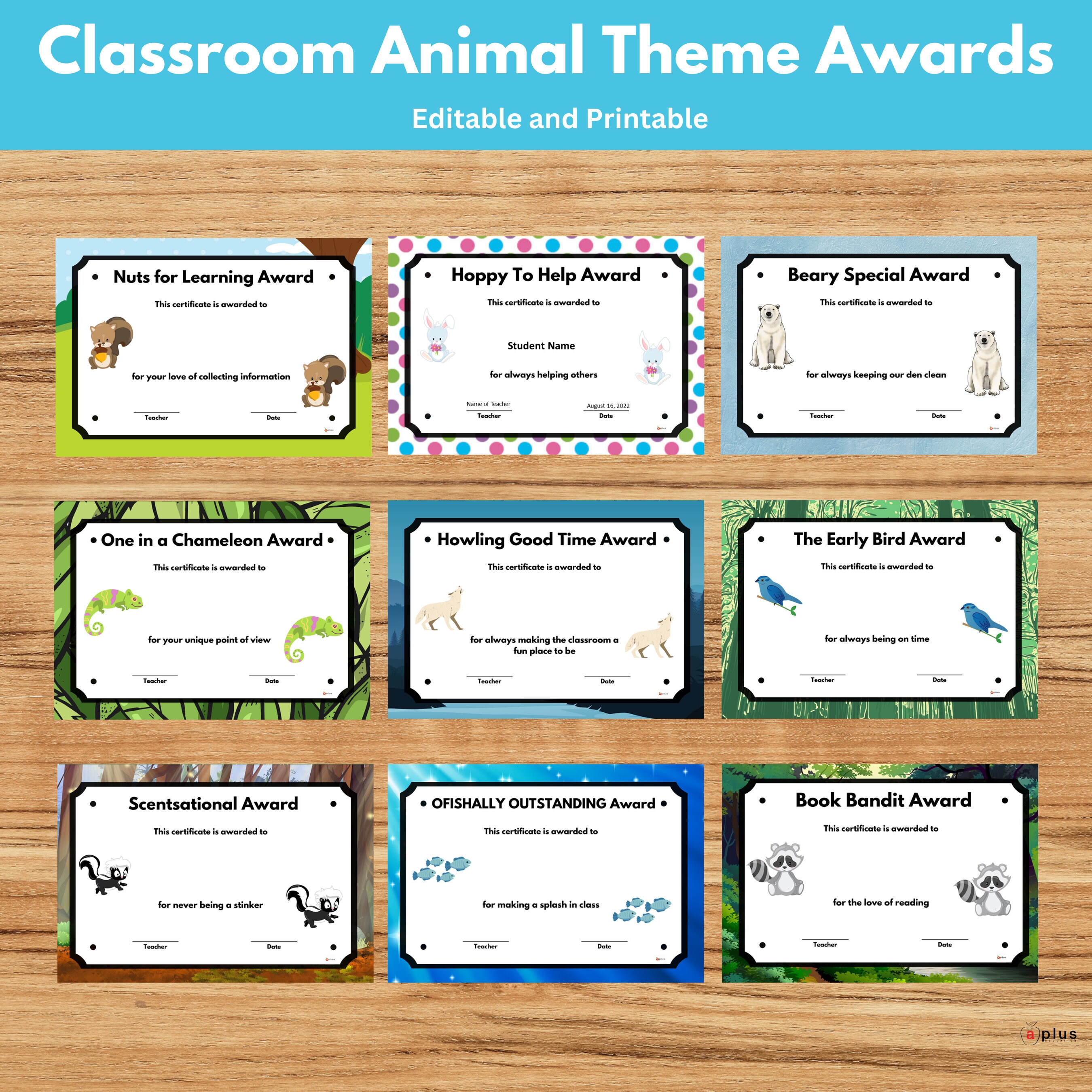 Editable Animal Themed End of Year Awards - Etsy