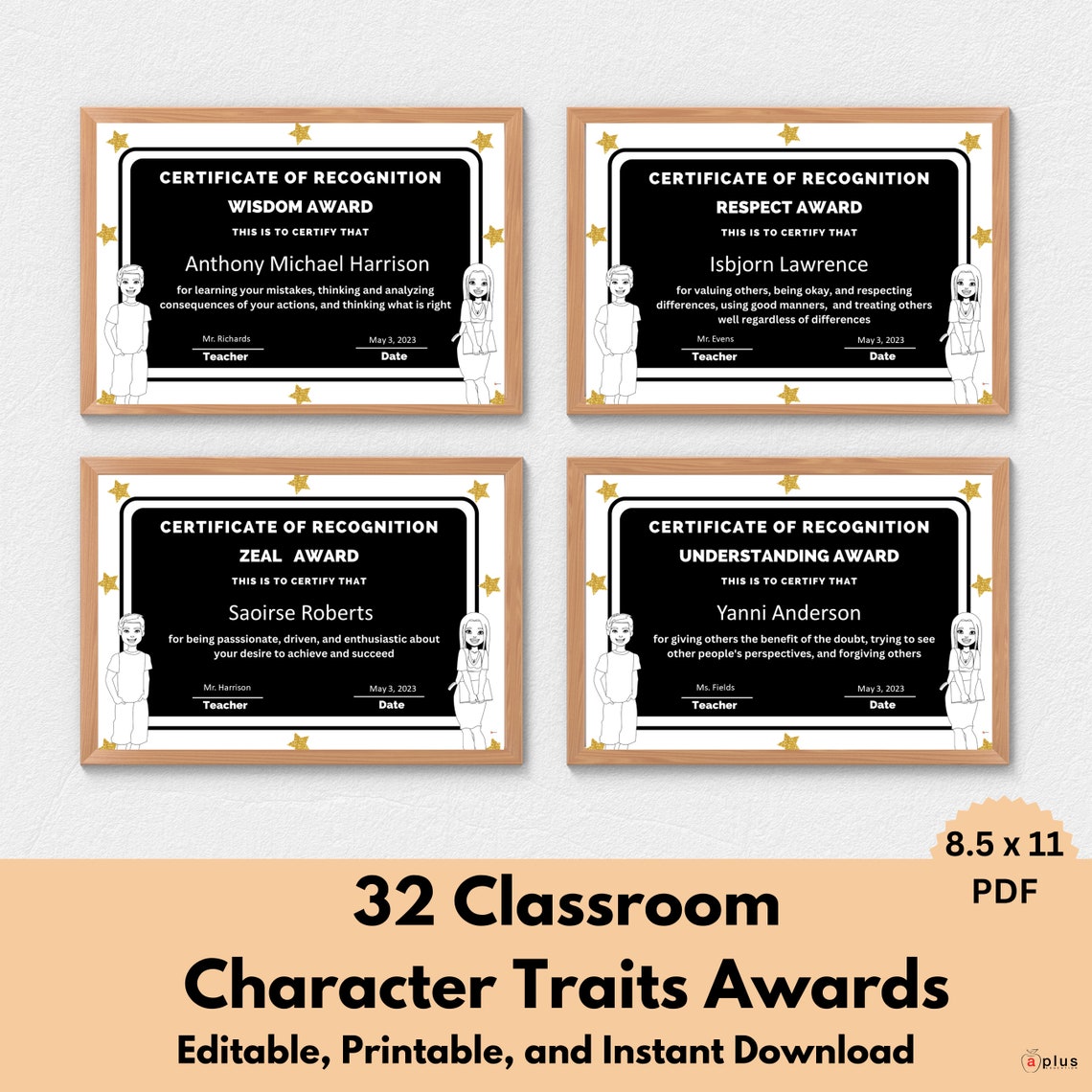 Character Traits Awards for Teens Editable Certificates for Positive ...