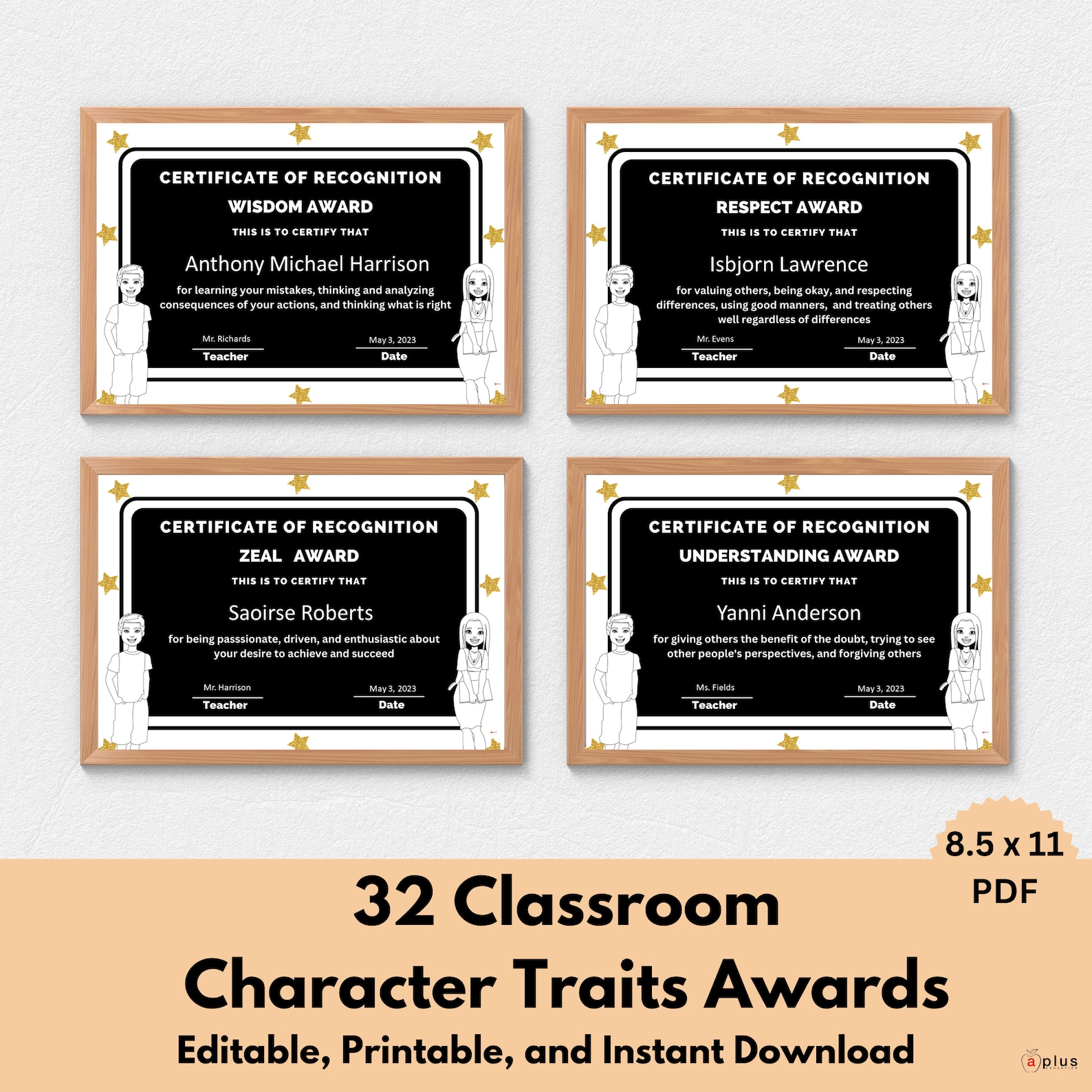 Character Traits Awards for Teens Editable Certificates for Positive ...