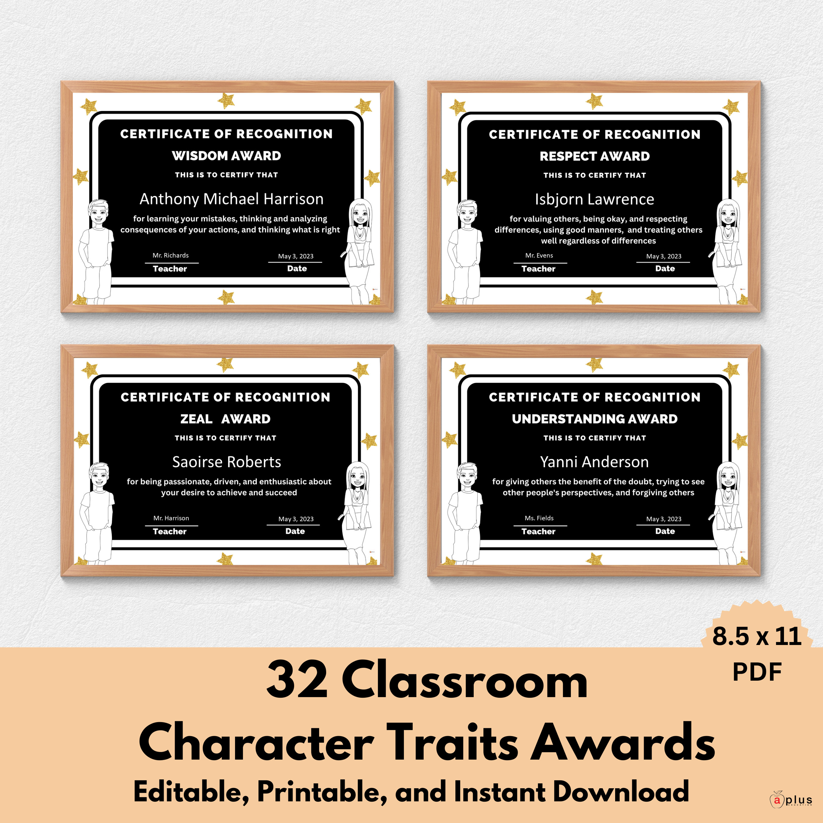 Character Traits Awards for Teens Editable Certificates for Positive ...