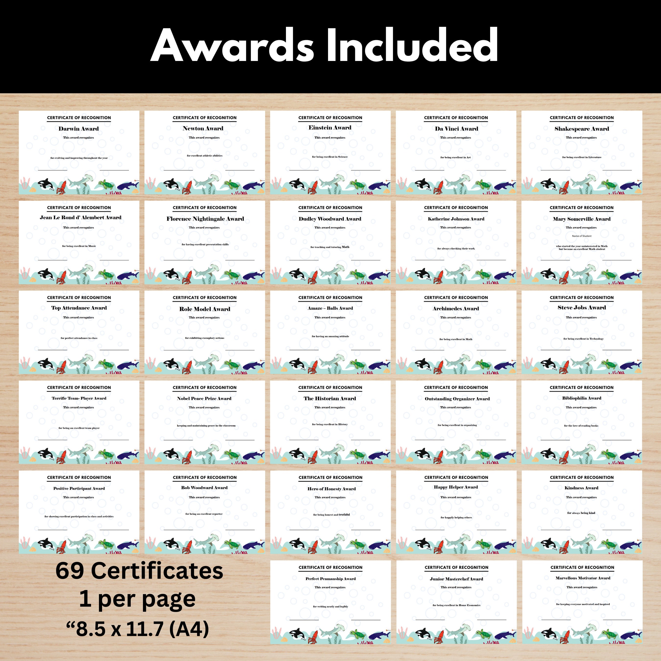 End-of-the-year Ocean-themed Award Certificates for Student Success - Etsy