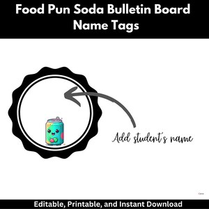 Editable Soda Themed Bulletin Board for Back to School Personalize ...