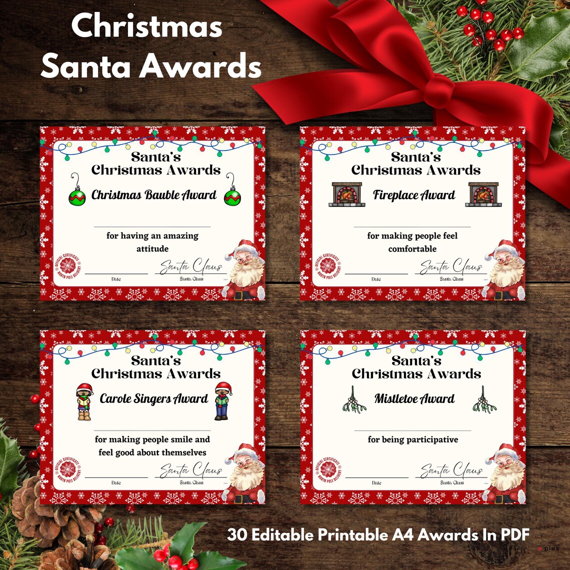 Santa Student Awards - Editable and Fun Holiday Certificates for ...