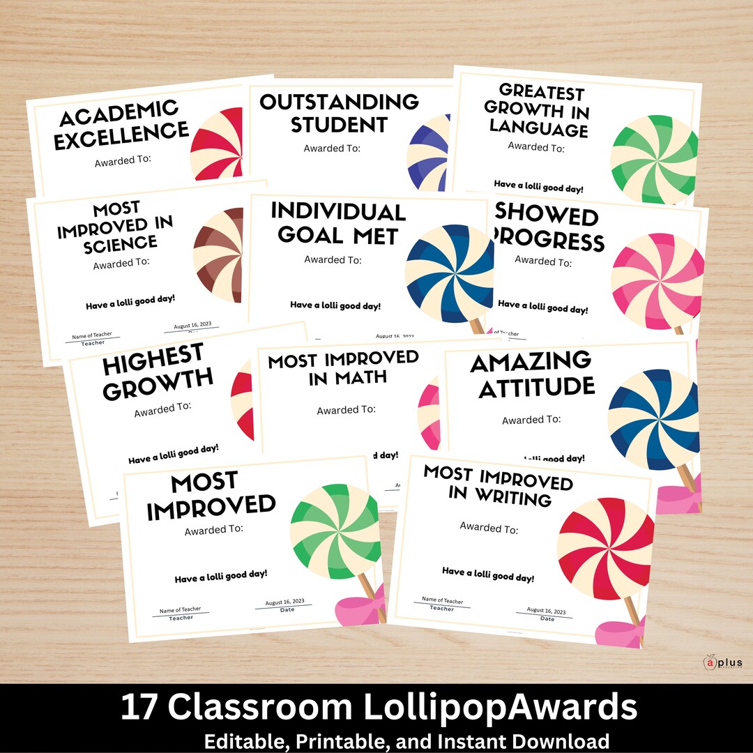 Celebrate Students' Achievements With Lollipop Themed Printable ...