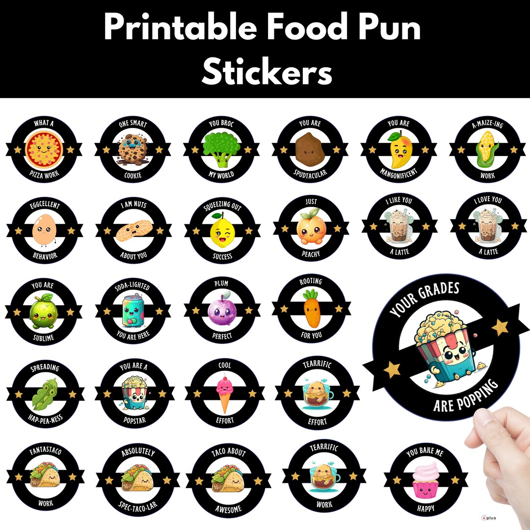 Kawaii Food Pun Stickers for Classroom Management Reward System ...