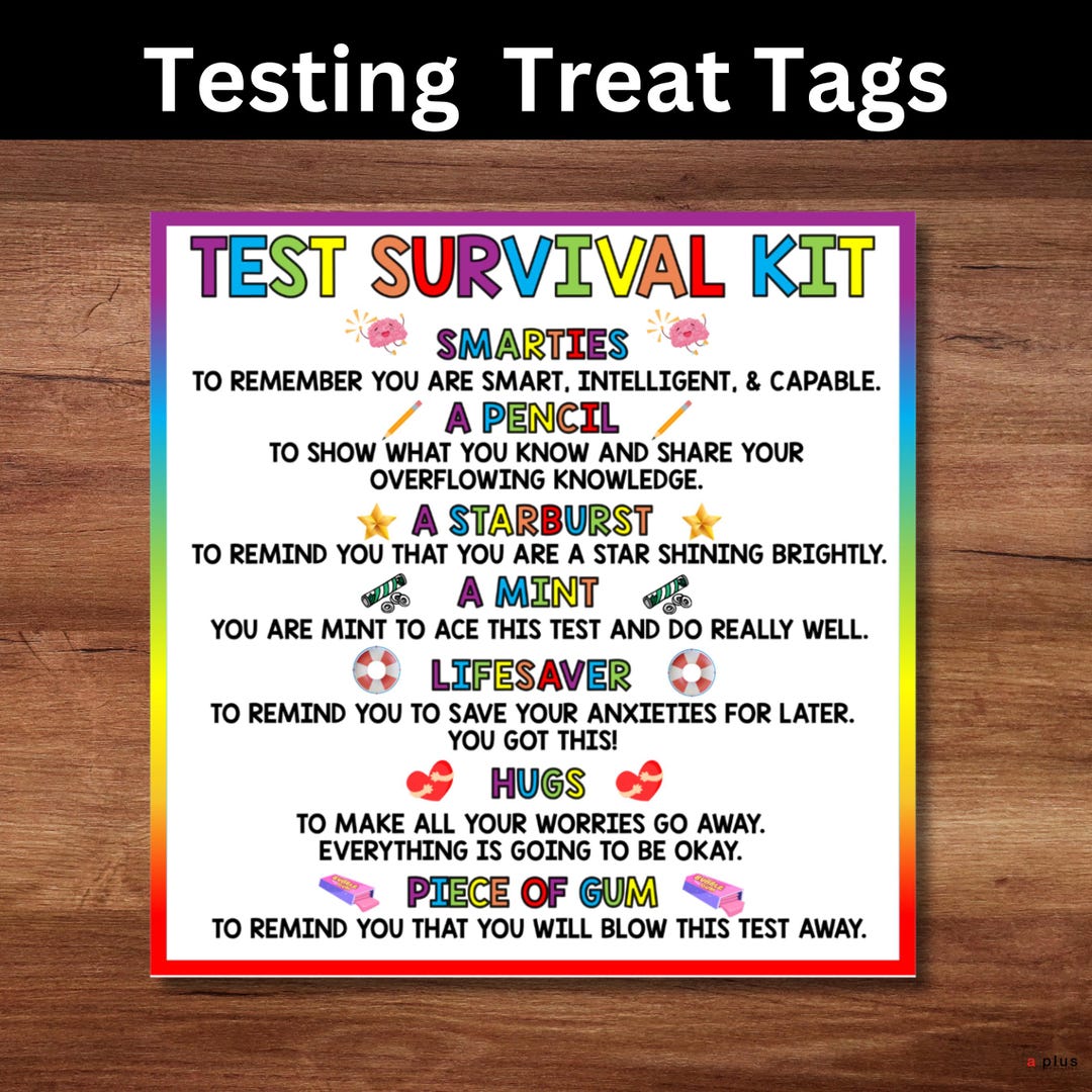 Testing Day Snack Tag Printable Classroom Treat Tag, Test Printable ...