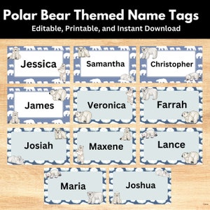 Editable Polar Bear Name Tags - Winter Themed Classroom Labels for ...