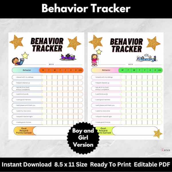 Teen Behavior Chart Template - Etsy