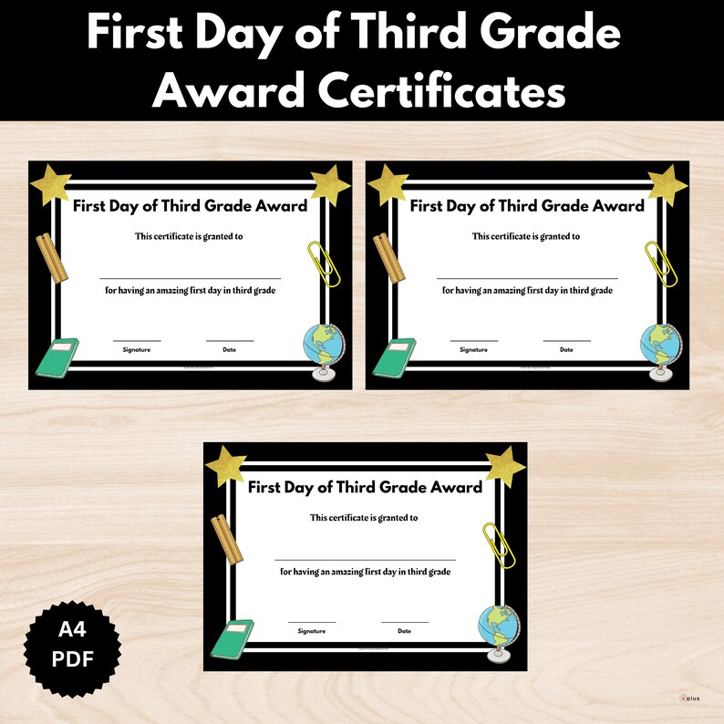 Third-grade Starters: Celebrate the First Day With Certificates for ...