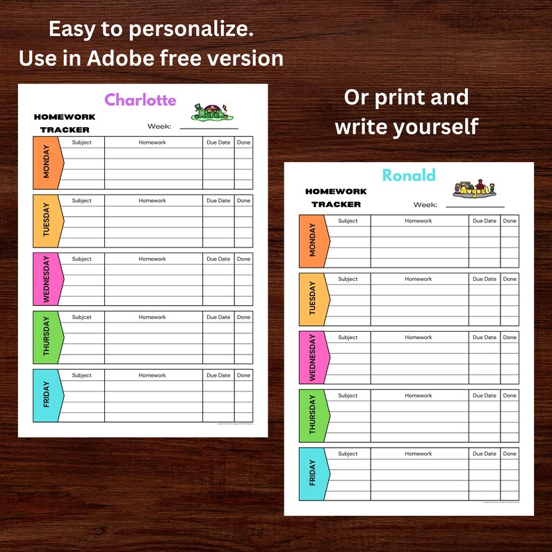 Homework Tracker Printable: Editable Assignment Checklist (A4 PDF) - Etsy