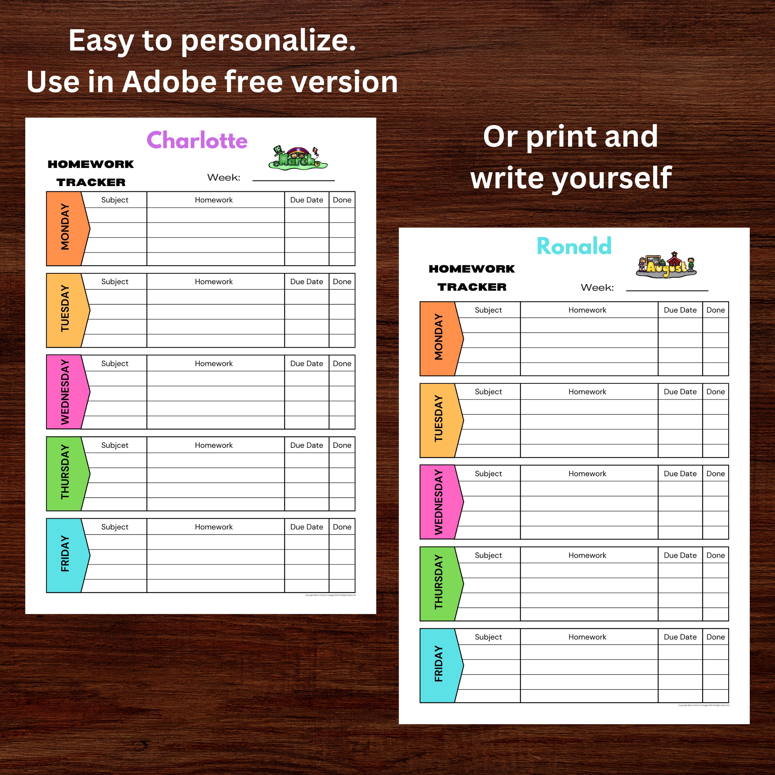Homework Tracker Printable: Editable Assignment Checklist (A4 PDF) - Etsy