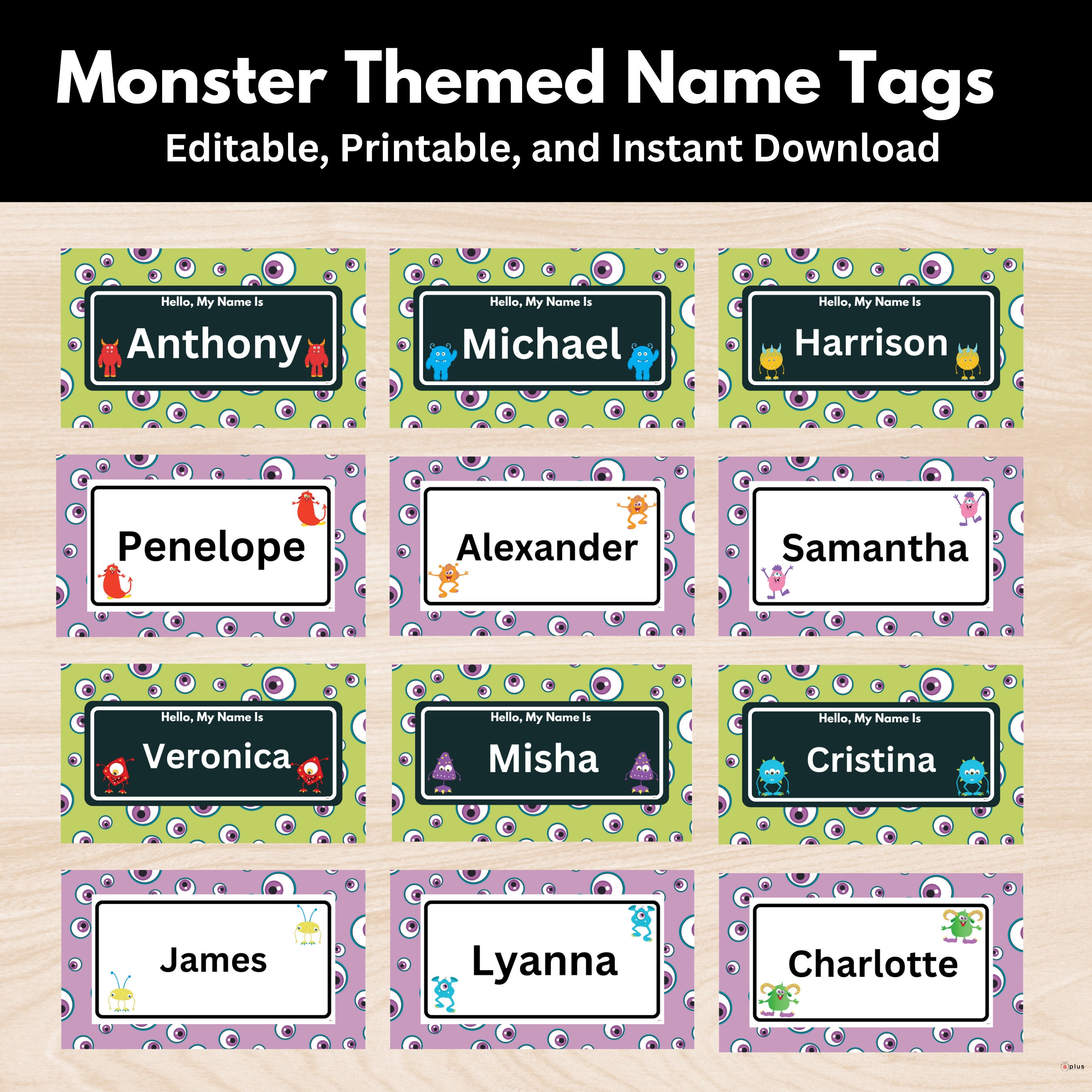 Editable Monster Theme Name Tags - Fun Classroom Identity Labels for ...