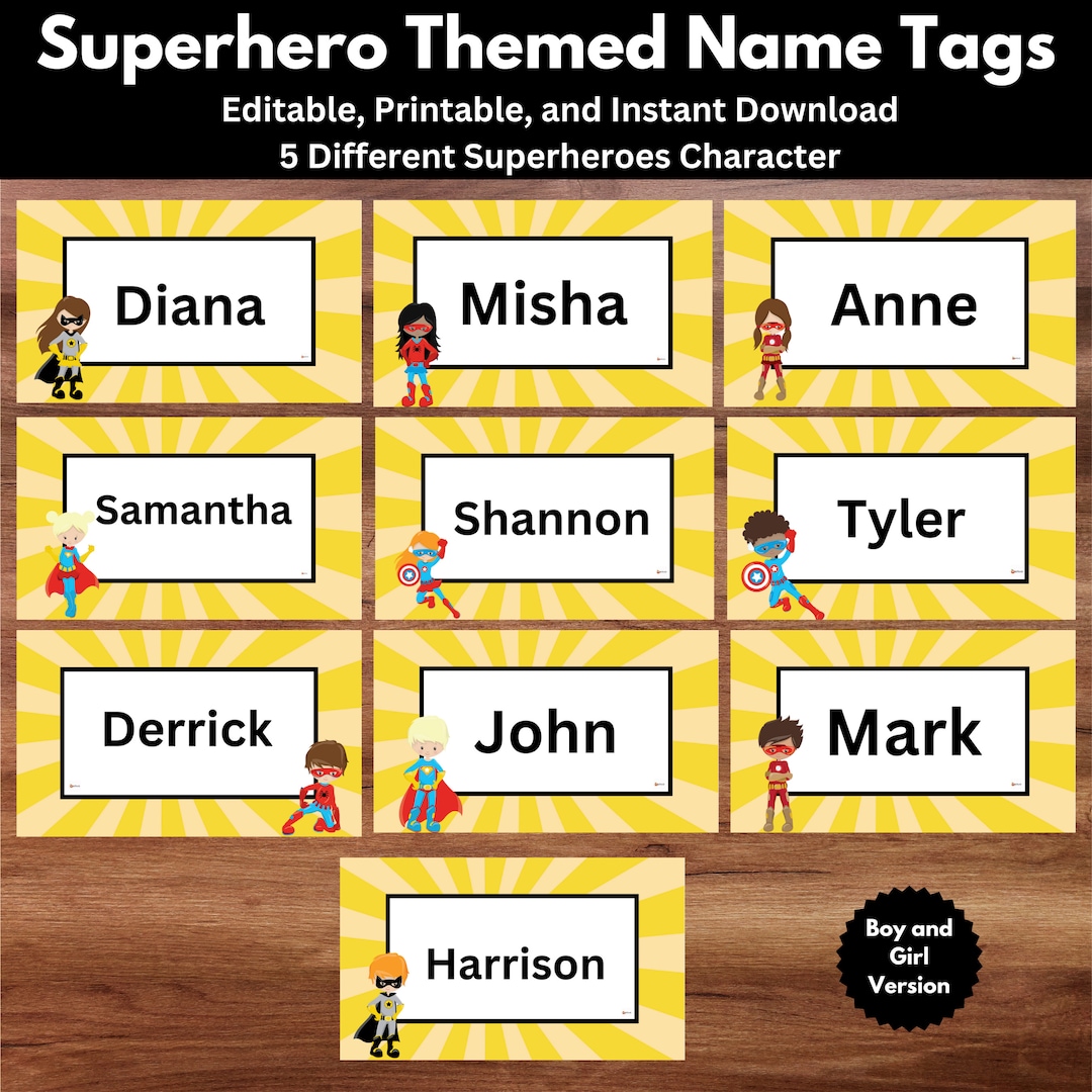 Superhero Classroom Name Tags - Etsy