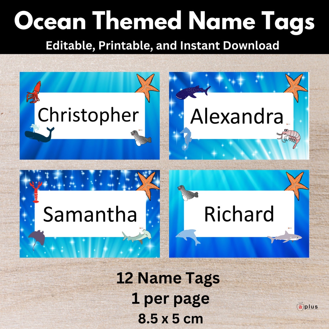 Under the Sea Ocean Theme Name Tags - Editable Classroom Name Plates ...