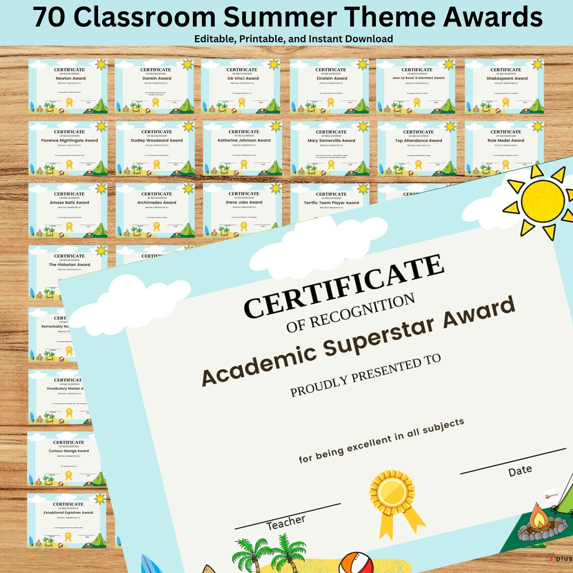 Summer-themed Editable Class Awards for a Stellar End-of-year ...
