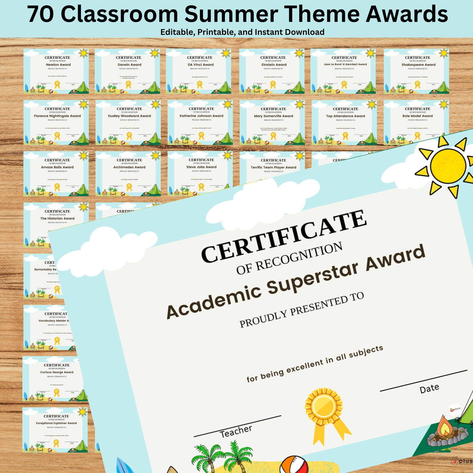 Summer-themed Editable Class Awards for a Stellar End-of-year ...