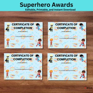 Superhero Awards for Students Editable Certificates for Boys and Girls ...