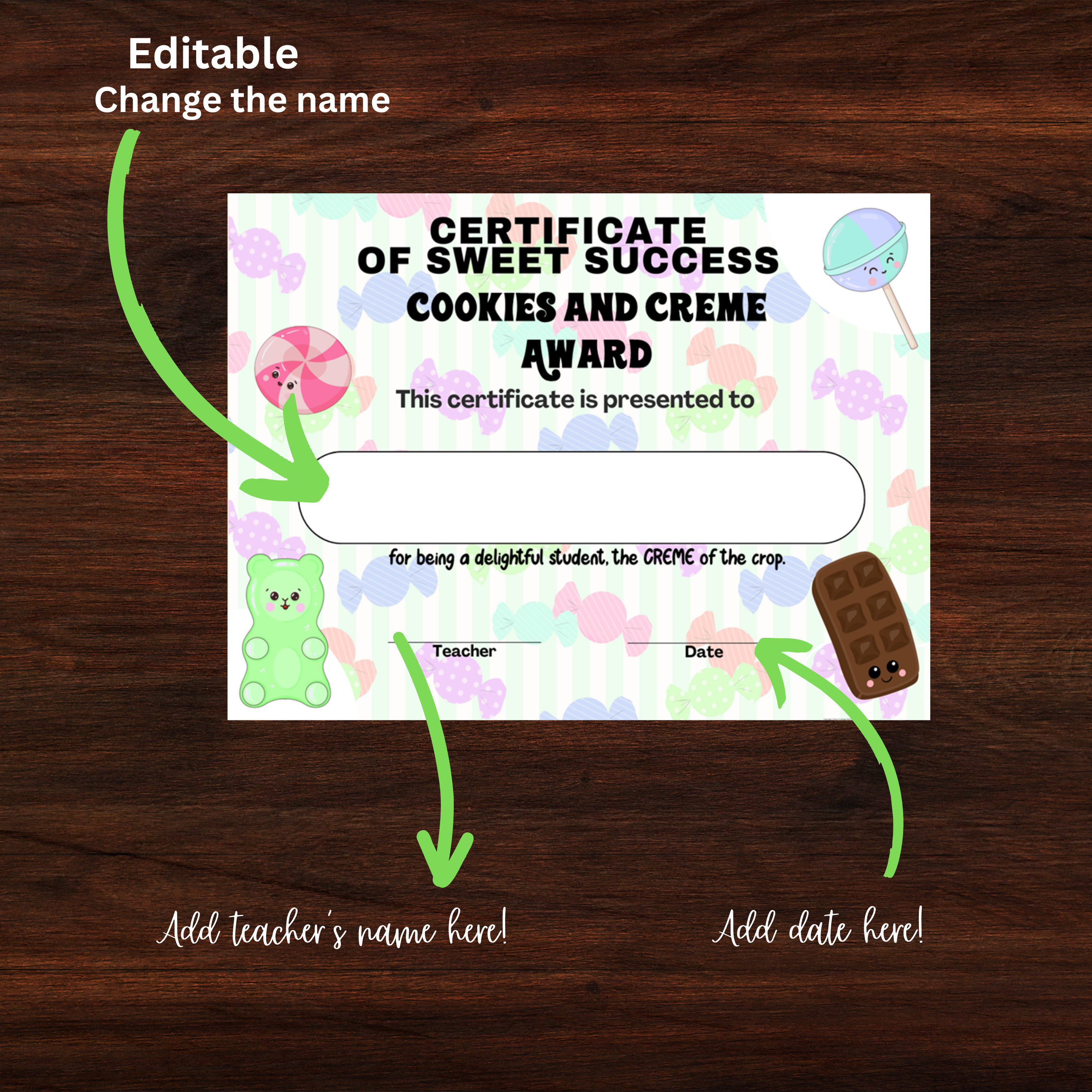 Editable Candy Bar Awards: End of Year Student Certificates (PDF ...