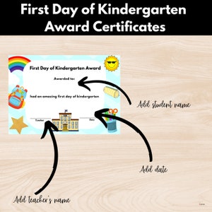 Kindergarten First Day Certificates Start the School Year on a Positive ...
