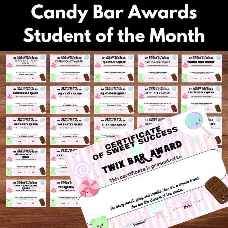 Editable Candy Bar Award Certificates: Student Recognition (powerpoint ...