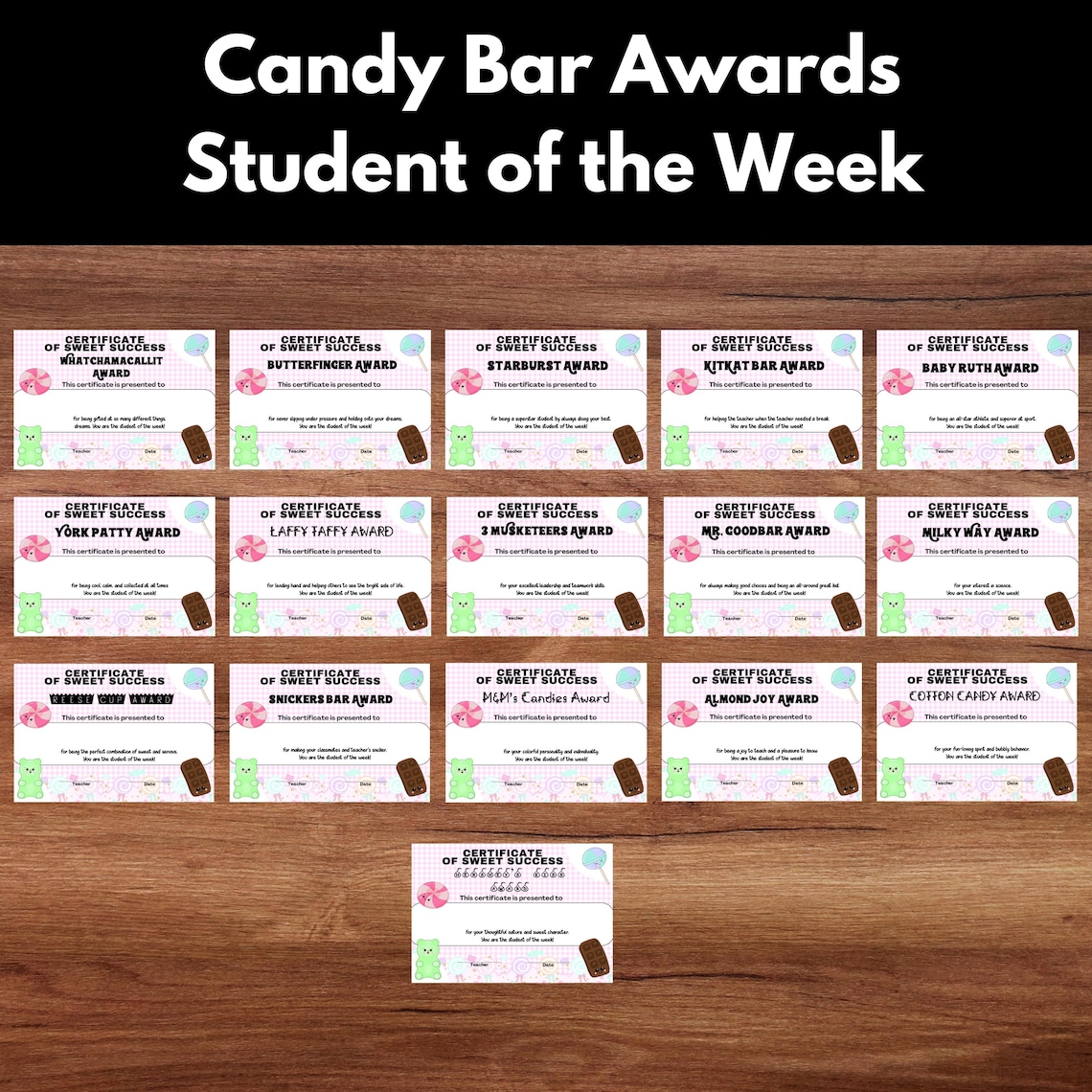 Editable Candy Bar Award Certificates: Student Recognition (powerpoint ...