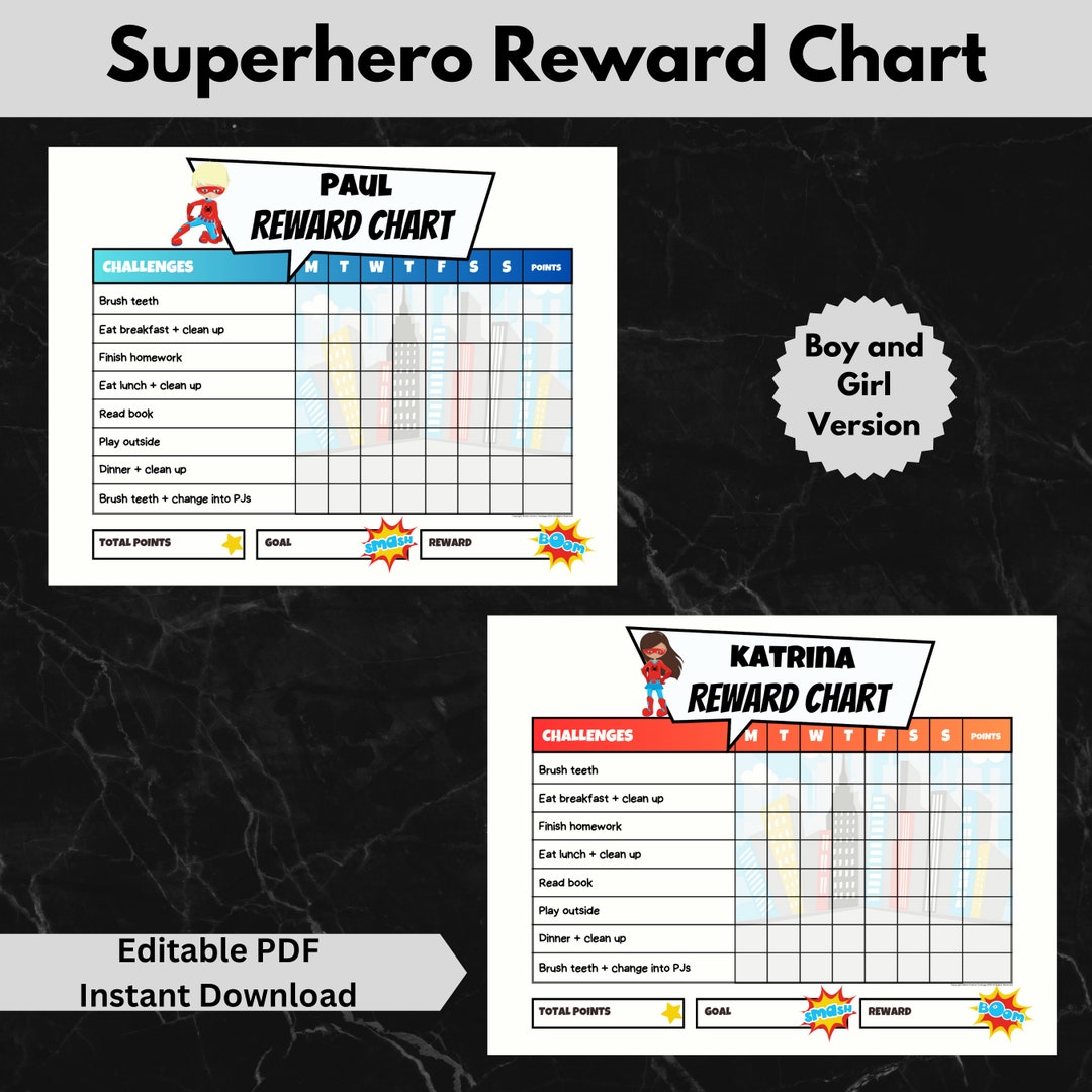 Reward Chart for Boys and Girls Good Behavior Chart Reward System - Etsy