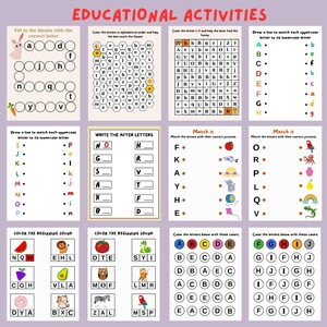 Alphabet Coloring Pages, Alphabet Activites Bundle, Kindergarten ...