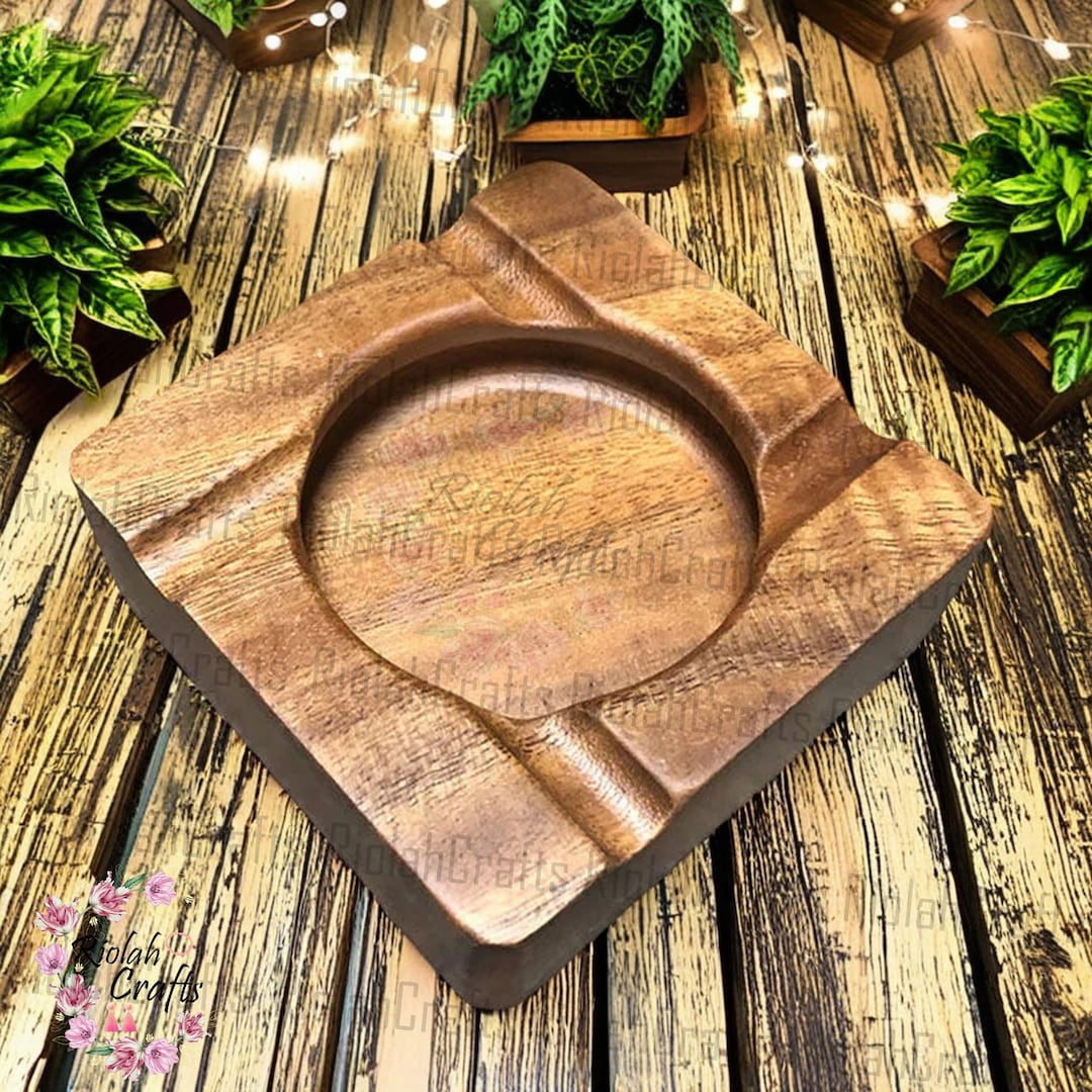Walnut Personalized Custom Ashtray, Slotted Ashtray, Wooden Ashtray ...