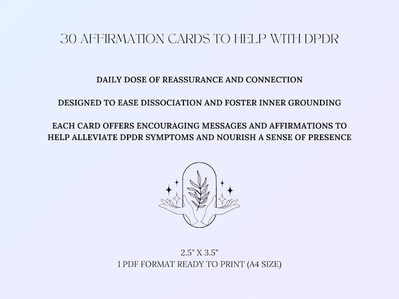 DPDR Affirmation Cards. Mental Health. Derealization. Depersonalization ...