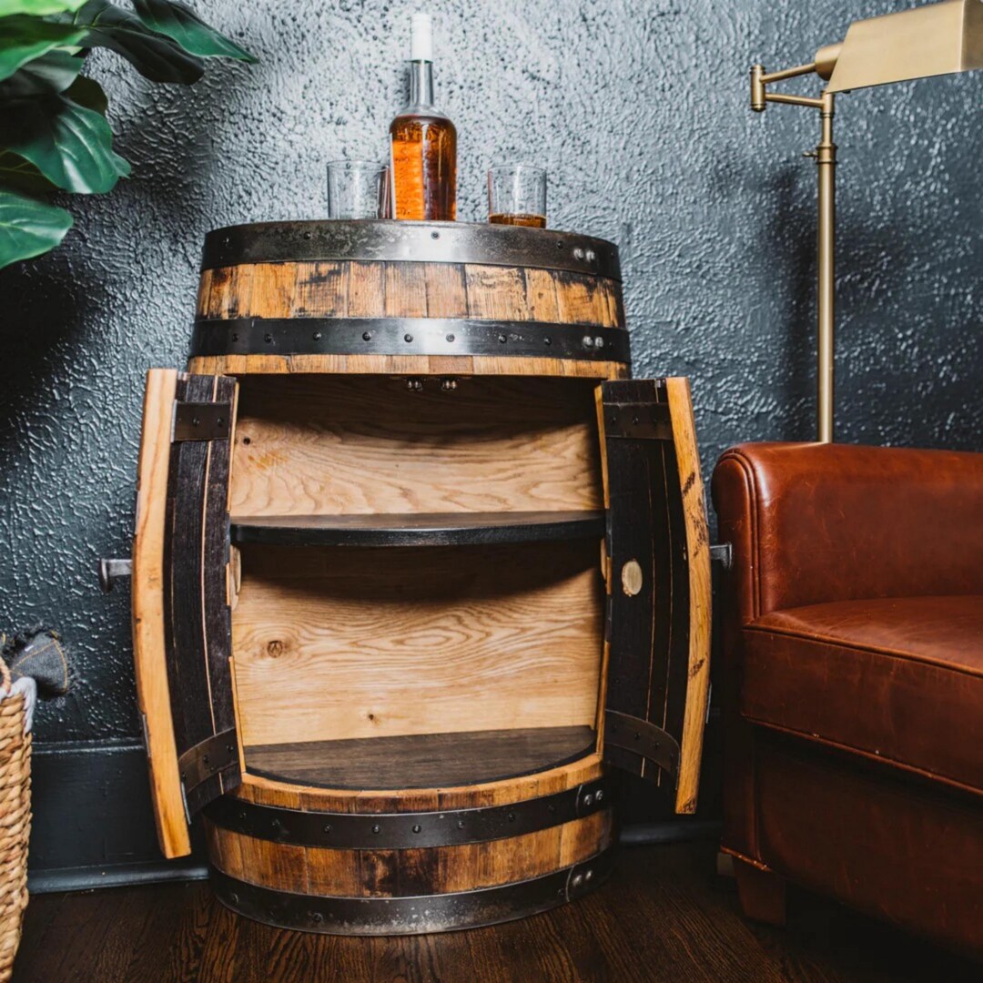 Whiskey Barrel Cabinet Copper Hill Cabinet With Doors Rustic Whiskey ...