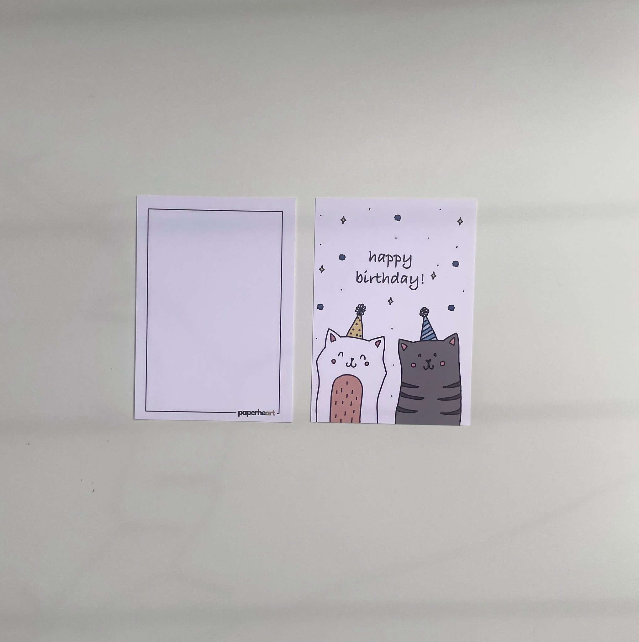 Set of 2 Handmade Cat Birthday Cards – Cute Kitten Party Greetings Card ...