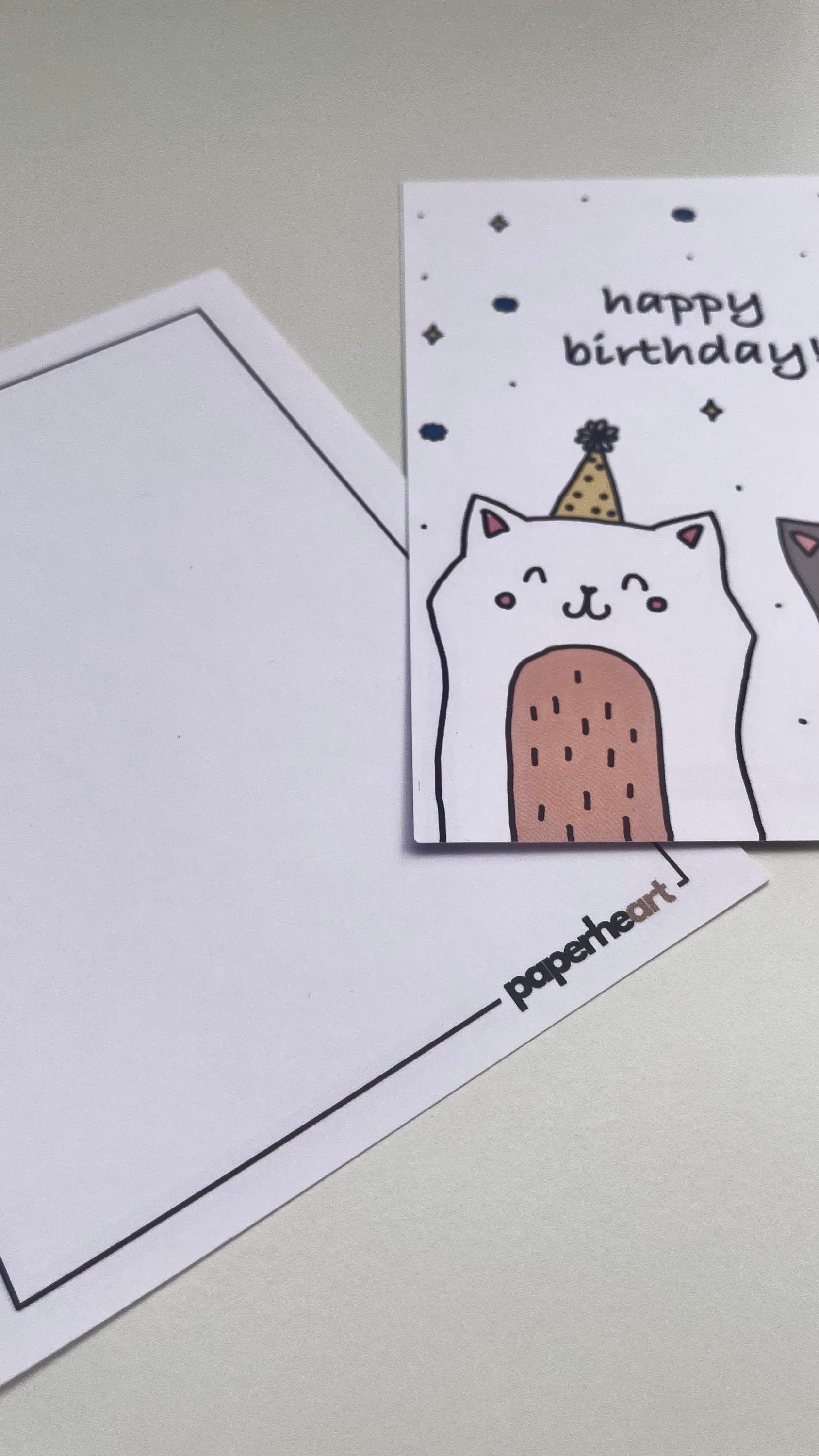 Set of 2 Handmade Cat Birthday Cards – Cute Kitten Party Greetings Card ...