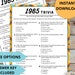 1965 Trivia Game 60th Birthday Born in 1965 Printable Games Adult ...